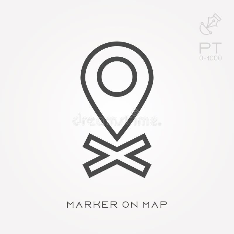 Line icon marker on map stock vector. Illustration of element - 144454344