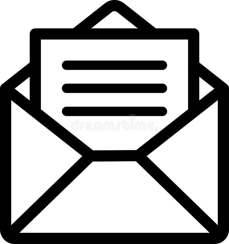 Linear Icon of Opened Envelope with Letter As a Correspondence Symbol ...