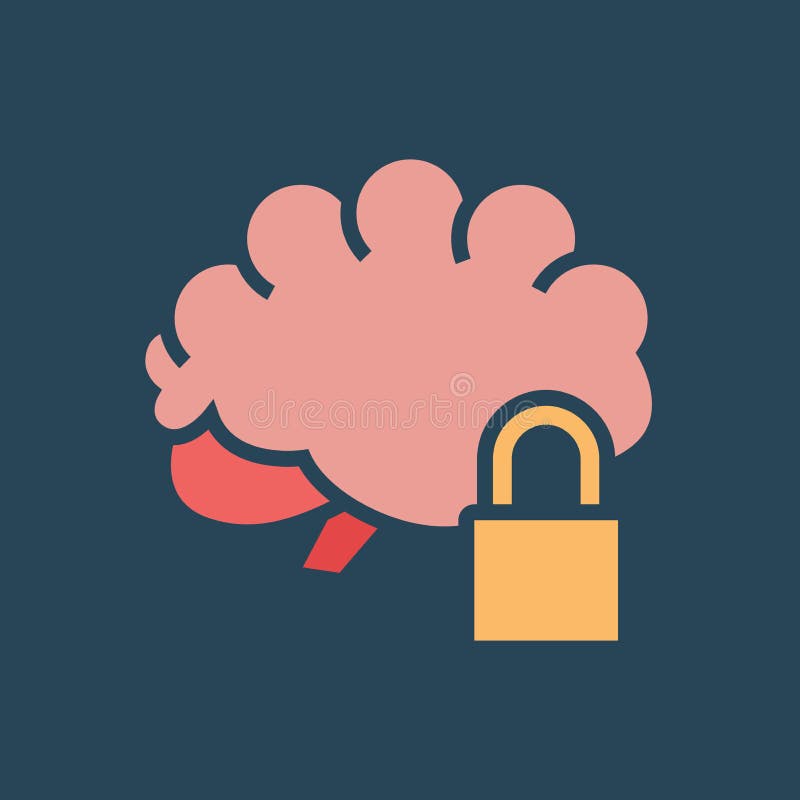 Line Icon Padlock of Brain. Flat Vector Illustration. Stock Vector ...