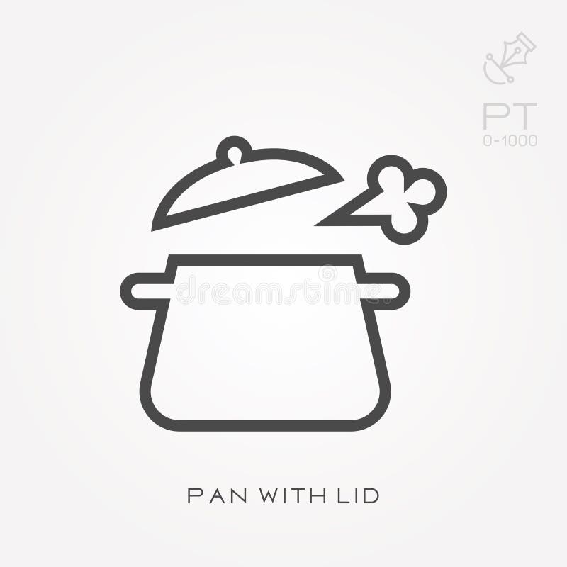 Line icon pan with lid stock vector. Illustration of boil - 144543424