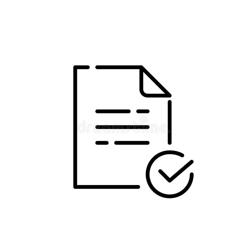 A Line Icon of a Paper with a Check Mark Next To it Stock Vector ...