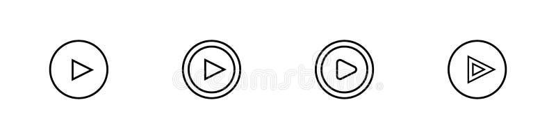 Line Icon Play Button in Simple Style. Set of Vector Icons in Simple ...