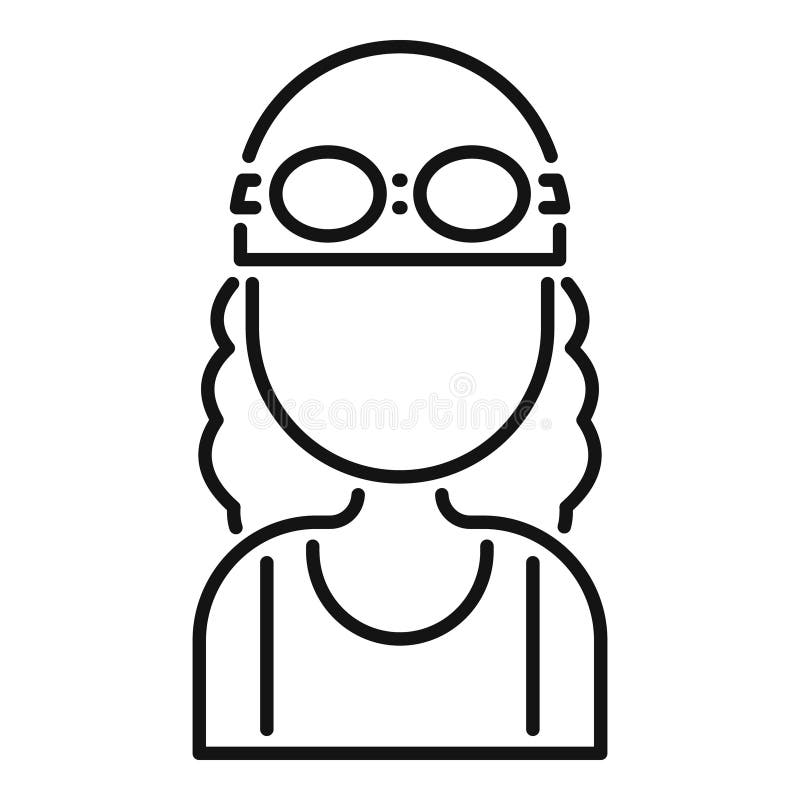 Professional Female Swimmer Wearing Swimming Goggles And Cap Stock
