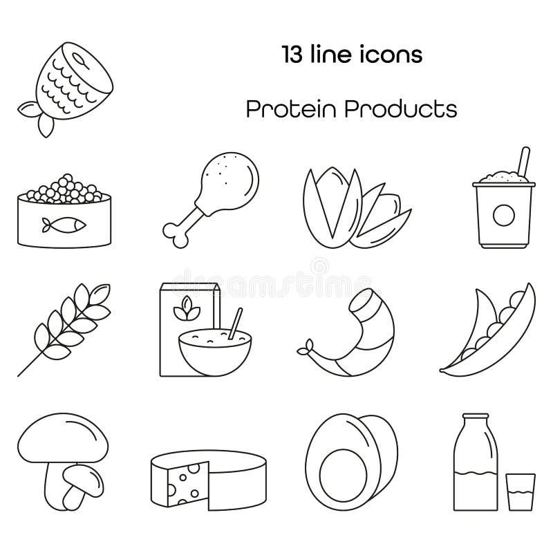 Line Icon of Protein Products. Vector, on a White Background Stock ...