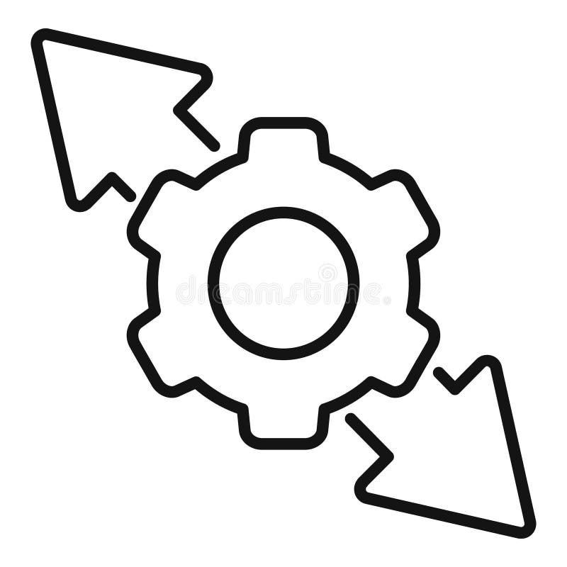 Gear Wheel with Arrows Showing Different Directions Icon Stock Vector ...