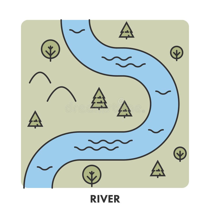 Line icon river in color stock illustration. Illustration of design ...