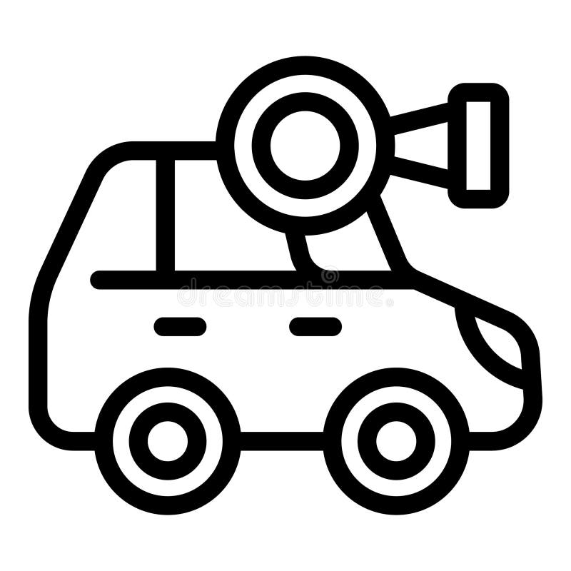Line Icon of a Self Driving Car with a Camera Mounted on Top of it ...