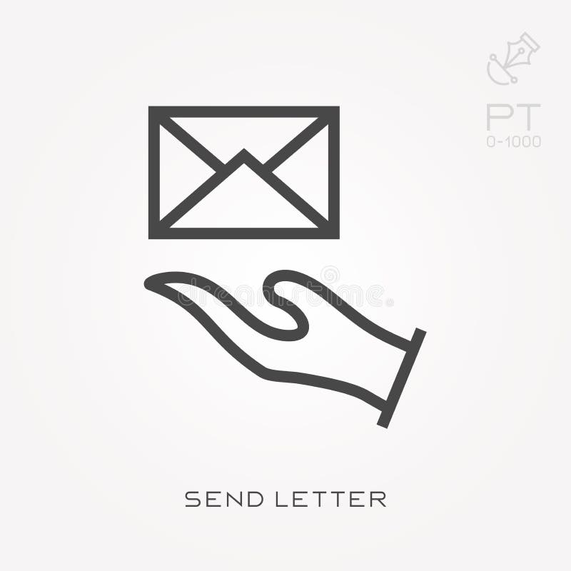Flat Vector Icons with Send Letter Stock Vector - Illustration of ...