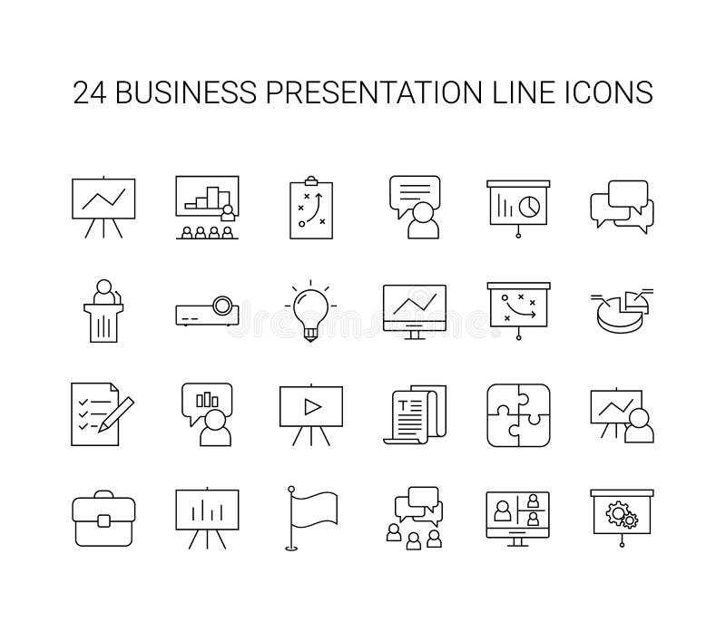 Line Icon Set. Business Presentation Pack Stock Illustration ...