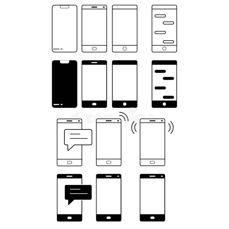 Line Icon Set, Communication Symbols Collection. Set of Smartphone ...