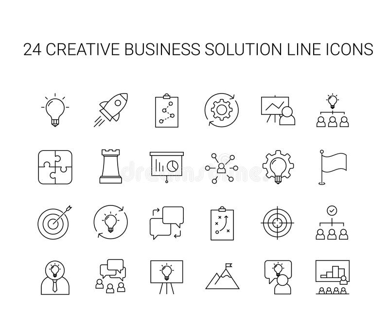Line Icon Set. Creative Business Solution Pack Stock Vector ...