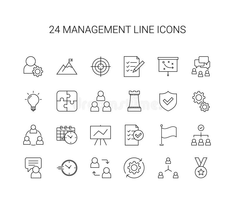 Line Icon Set. Management Pack Stock Illustration - Illustration of ...