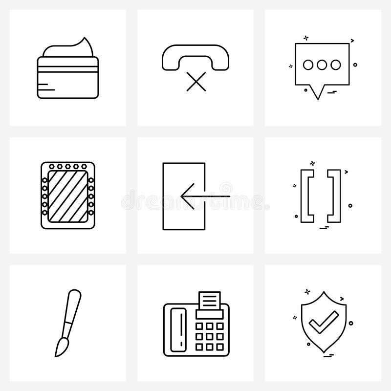 Line Icon Set of 9 Modern Symbols of Arrival, Mobile, Drop, Device ...