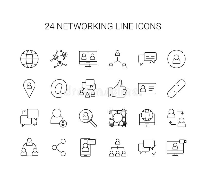 Line Icon Set. Networking Pack Stock Vector - Illustration of ...