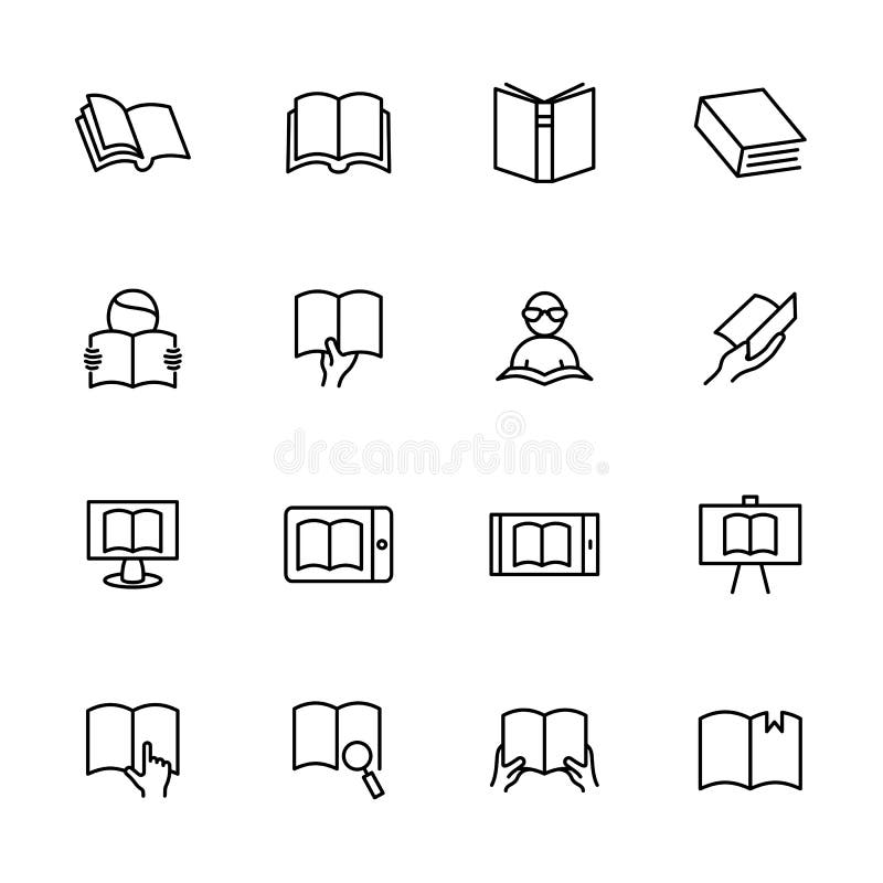 Line Icon Set Related Too Book, Reading Activity and Document Reading ...