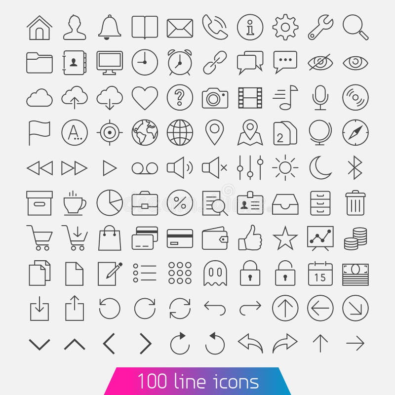 Web Line Icon Set Universal Thin Icons Stock Vector Illustration Of Pack Connection 37421539