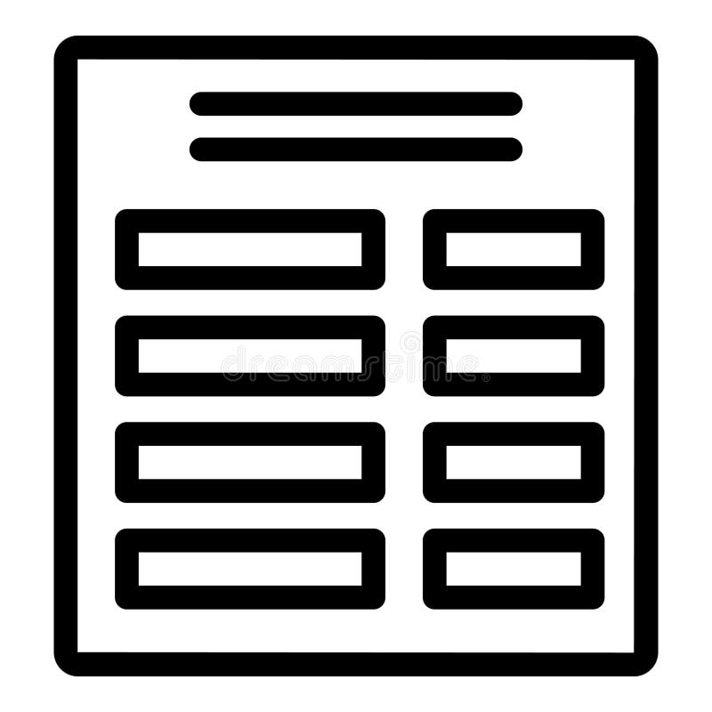 Line Icon Style Document with Text and Six Empty Fields Stock ...