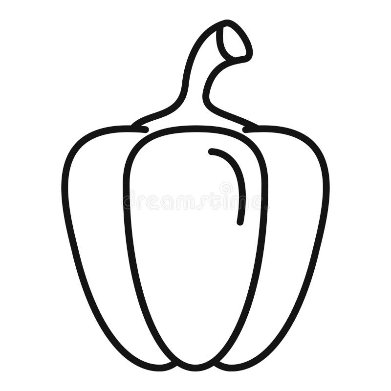 Line Icon Style Illustration of a Bell Pepper Stock Illustration ...