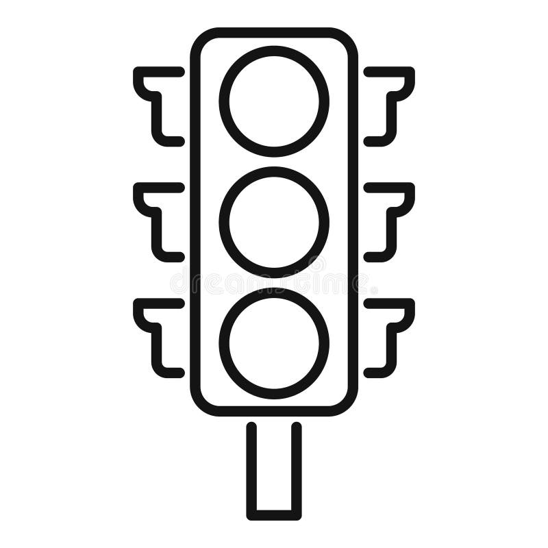 Line Icon Style Traffic Light Showing Stop, Caution, and Go Signals ...