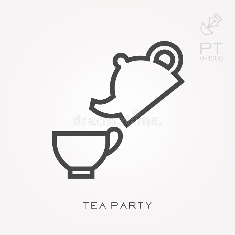 Flat Vector Icons with Tea Party Stock Vector - Illustration of break ...