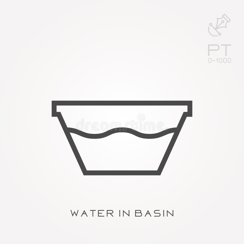 Line icon water in basin stock vector. Illustration of food - 144545200