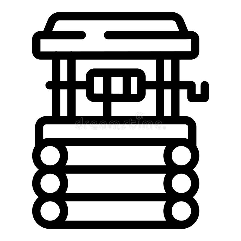 Line Icon of a Well, Water Extraction Concept Stock Illustration ...