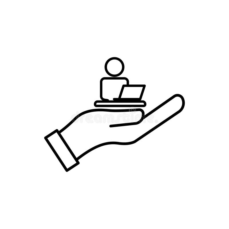 Line Icon Works with Laptop on Hand. Design Vector Stock Vector ...
