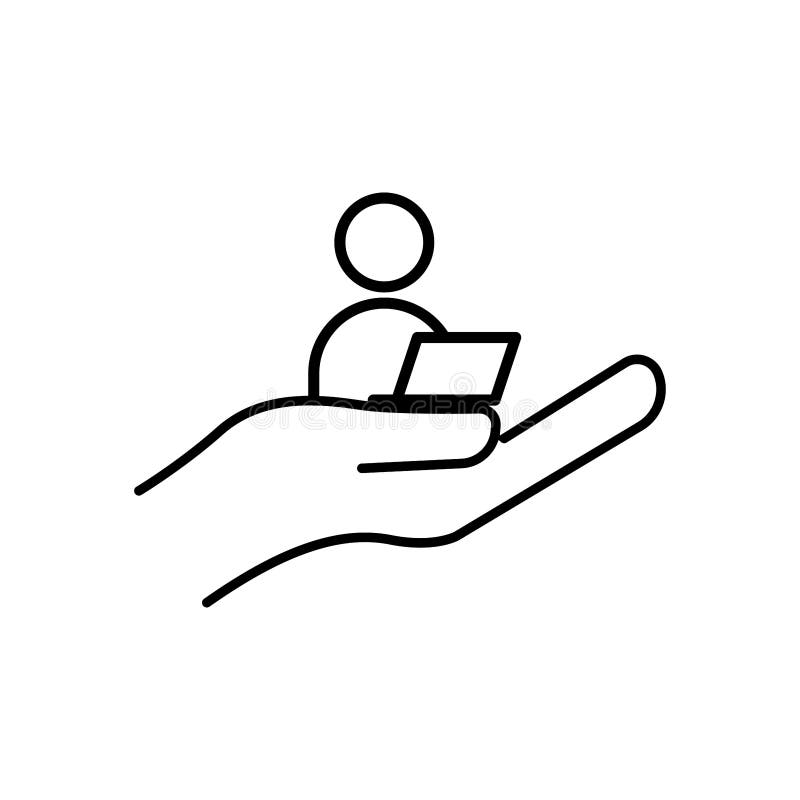 Line Icon Works with Laptop on Hand. Design Vector Stock Vector ...