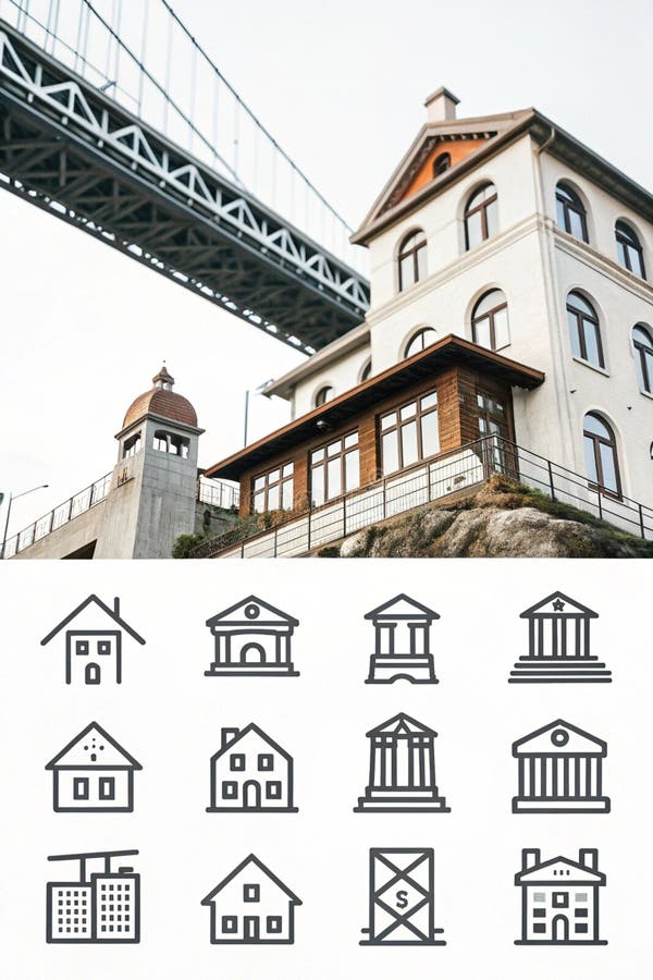 Line Icons of Architectural Elements Stock Illustration - Illustration ...