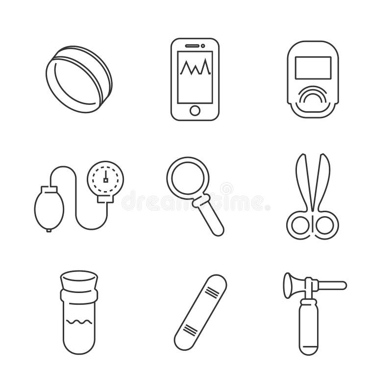 Line Icons Medical Device Icon Set Stock Vector - Illustration of ... Line Icons Medical Device Icon Set Stock Vector - Illustration of ...