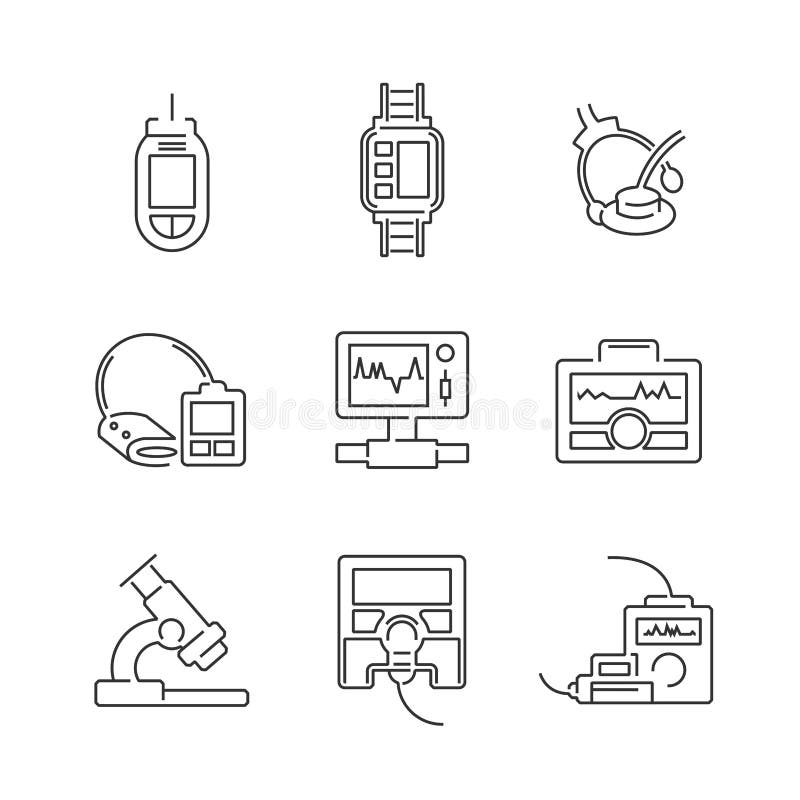 Line Icons Medical Device Icon Set Stock Vector - Illustration of ...