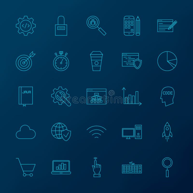OutLine 25 Programming and Coding Icon Set. Vector Line Style Design ... OutLine 25 Programming and Coding Icon Set. Vector Line Style Design ...