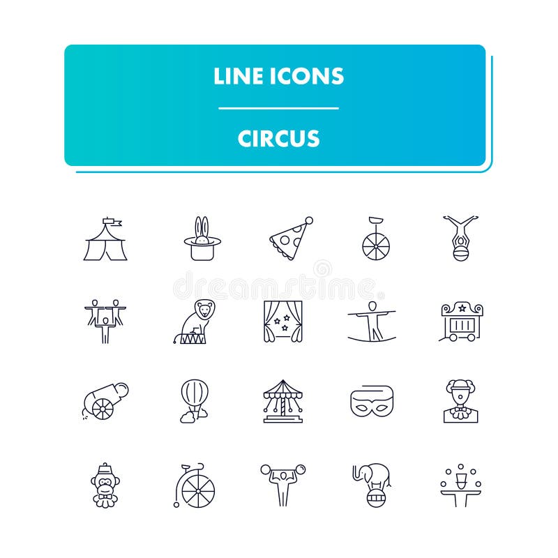 Line icons set. Circus stock vector. Illustration of design - 113909856