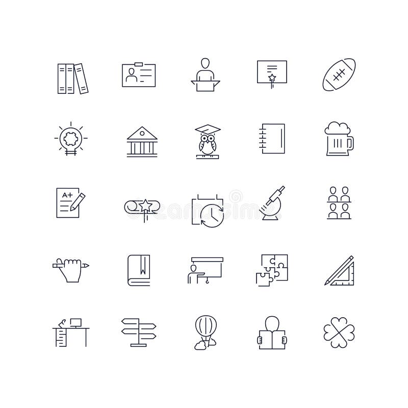 Line Icons Set. College Pack. Vector Batch Stock Vector - Illustration ...