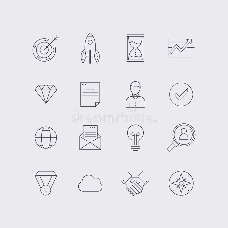 Line Icons Set in Flat Design. Elements of Business, Startup, Ti Stock ...
