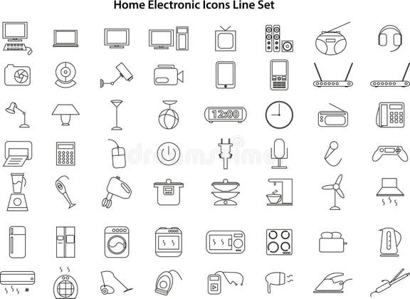 Line Icons Set stock vector. Illustration of icon, home - 89047990