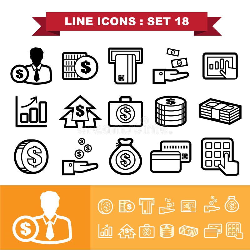 Finance Line Icon Set, Money Symbols Collection, Vector Sketches, Logo ...