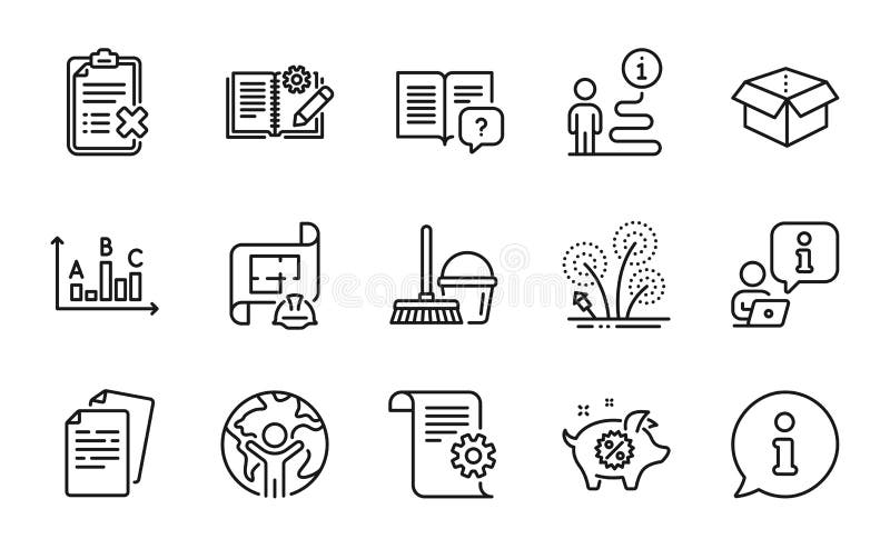 Line Icons Set. Included Icon As Engineering Documentation, Documents ...