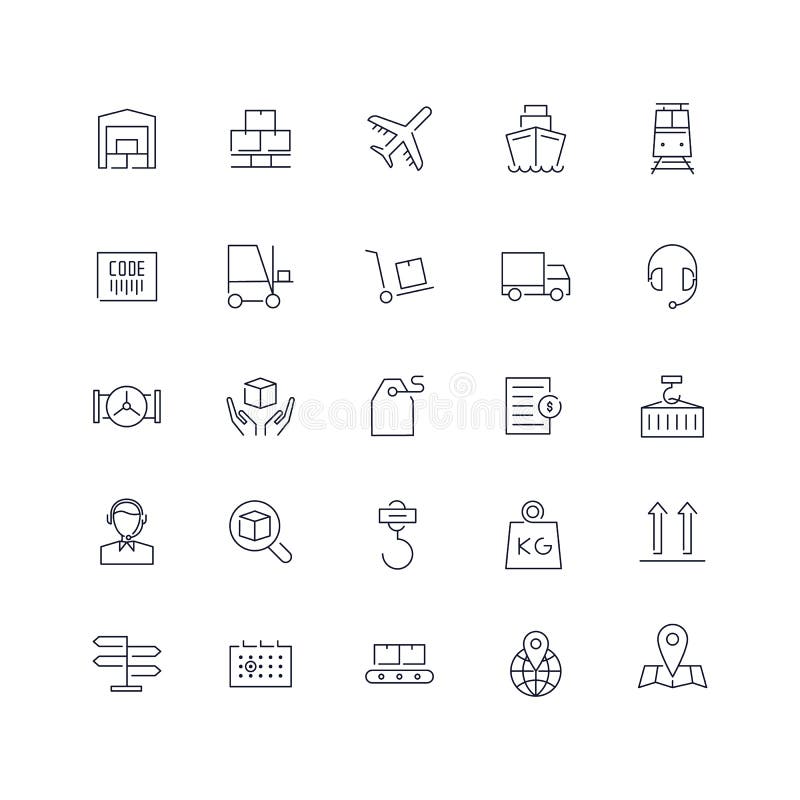 Line Icons Set. Logistics Pack. Vector Batch Stock Vector ...