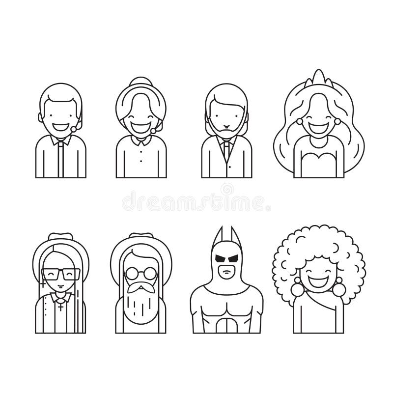 Line icons set. People. editorial photography. Illustration of ...