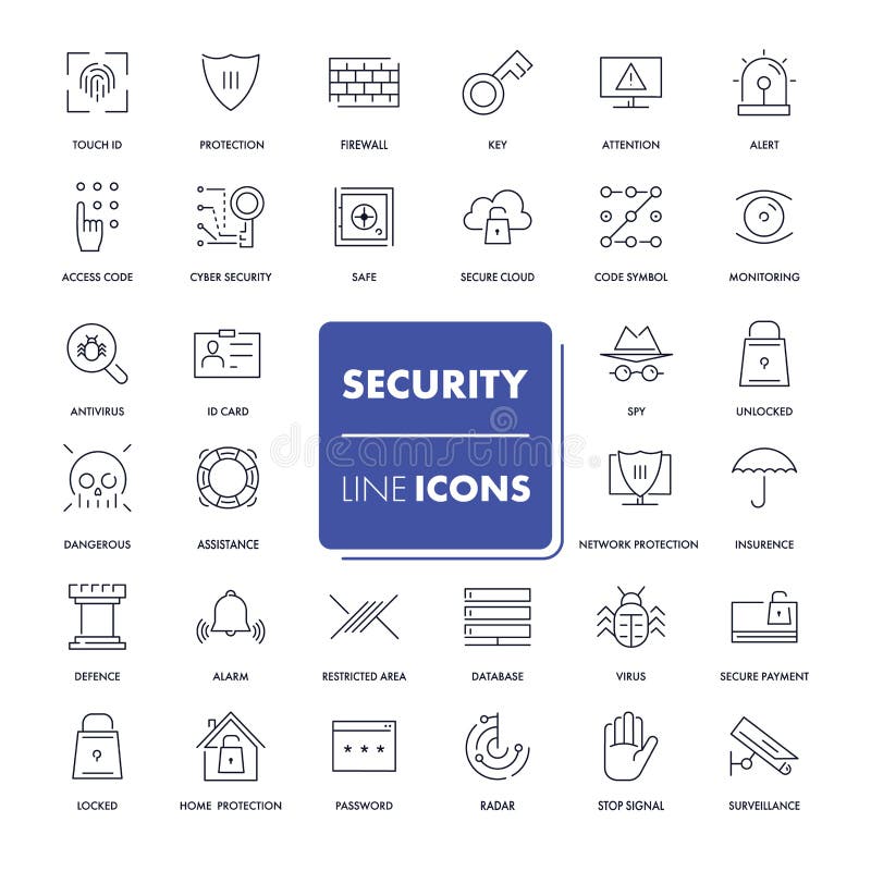 Security Measures Linear Icon Concept. Security Measures Line Vector ...