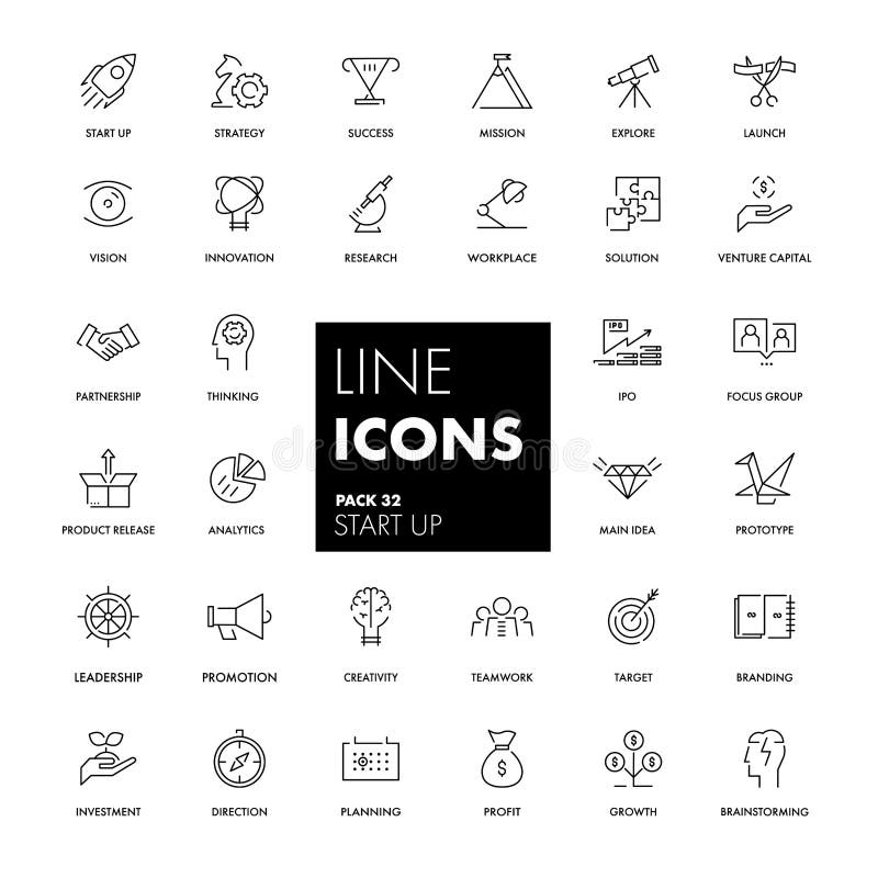 Line icons set. Start Up stock vector. Illustration of innivation ...