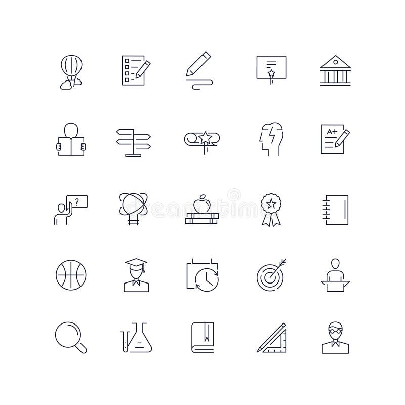 Line Icons Set. University Pack. Vector Batch Stock Vector ...