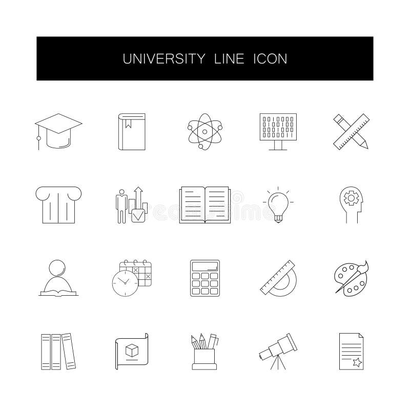 Line Icons Set. University Pack Stock Illustration - Illustration of ...