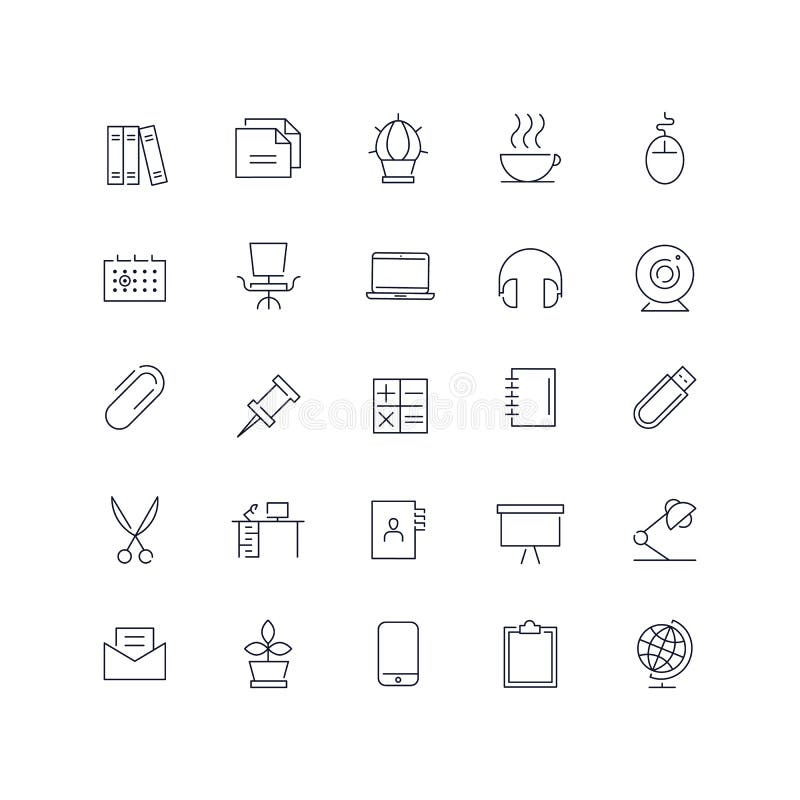 Line Icons Set. Workplace Pack. Vector Batch Stock Vector ...