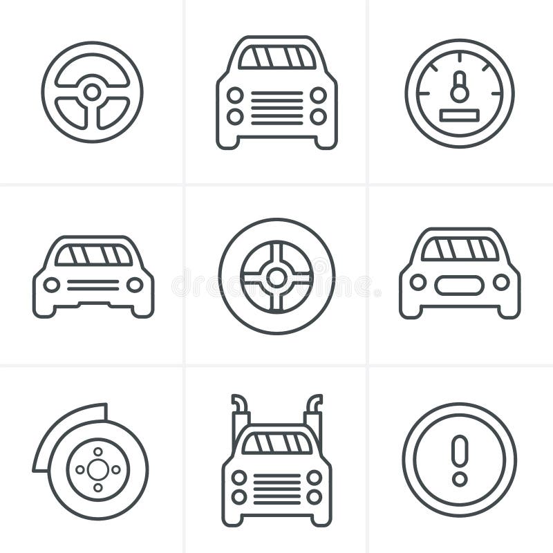 Line Icons Style Car Icons Set, Vector Design Stock Vector ...
