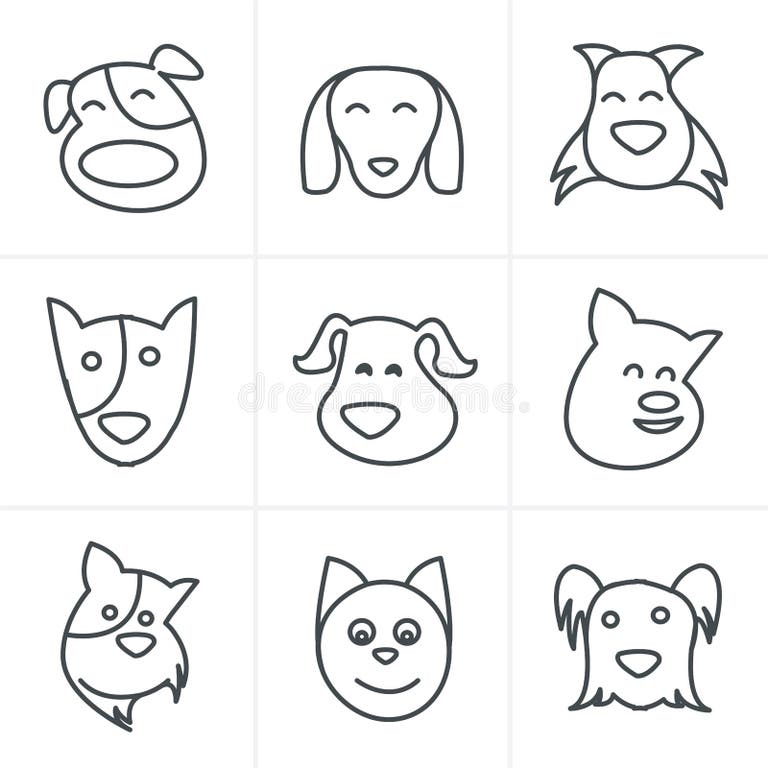 Line Icons Style Fun Dog Icon Stock Vector - Illustration of ride, love ...