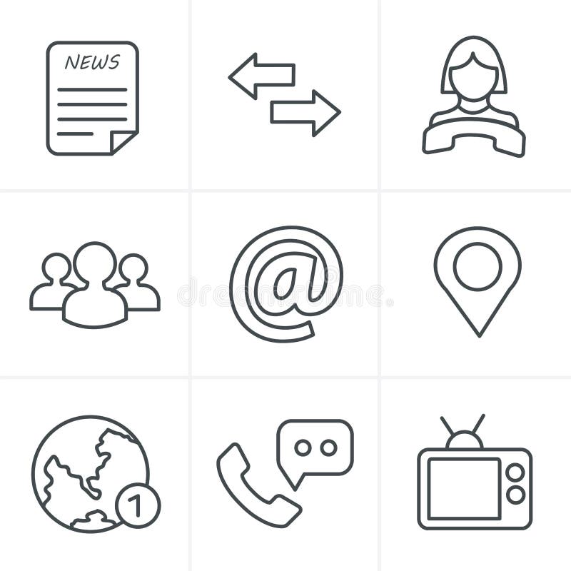 Line Icons Style Media and Communication Stock Vector - Illustration of ...