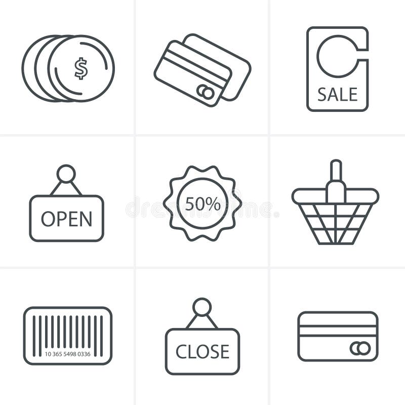 Line Icons Style Shopping stock vector. Illustration of commercial ...