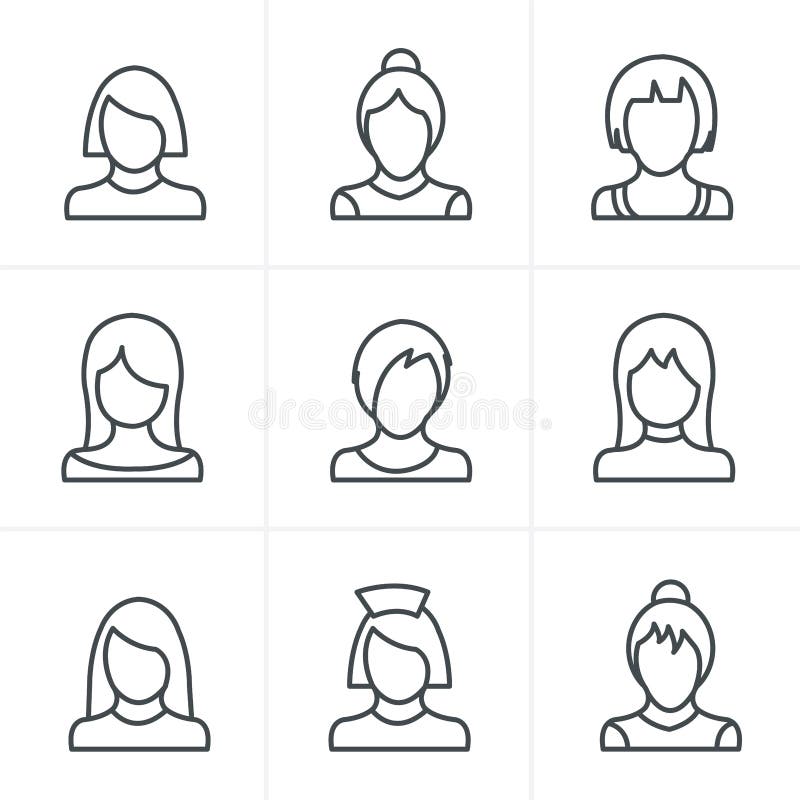 Line Icons Style Woman Icons Set, Vector Design Stock Vector ...
